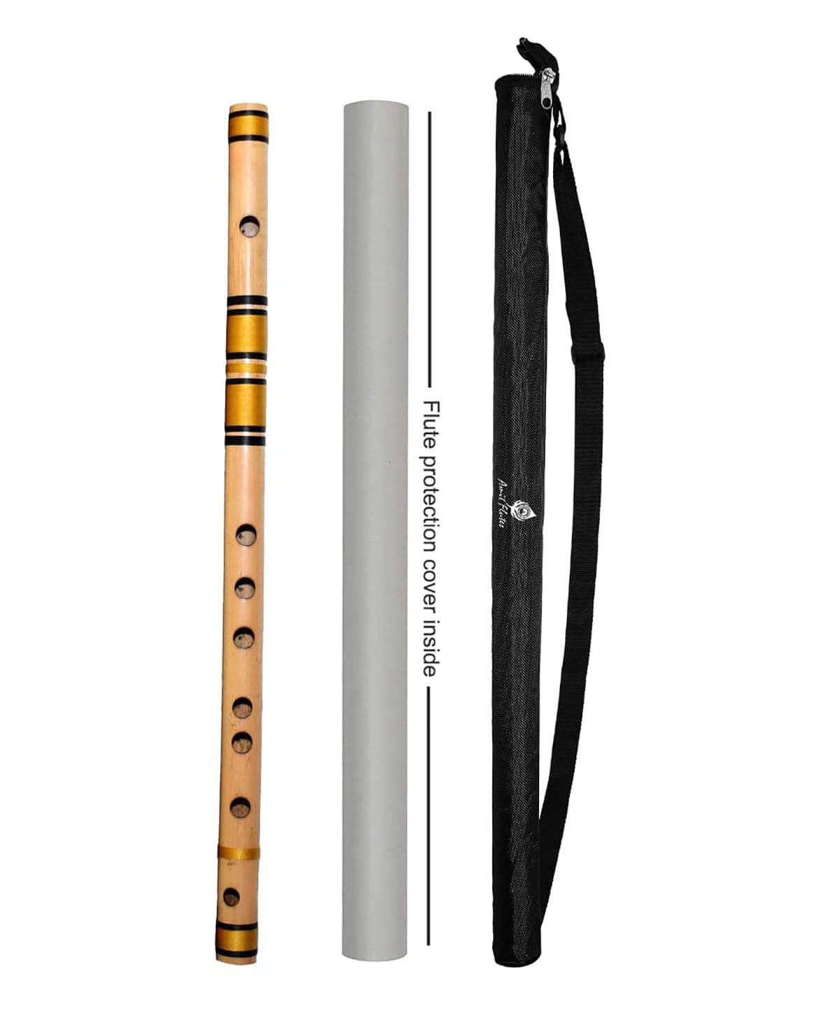 D Natural Medium Handcrafted Bamboo Indian Classical Bansuri for Right ...